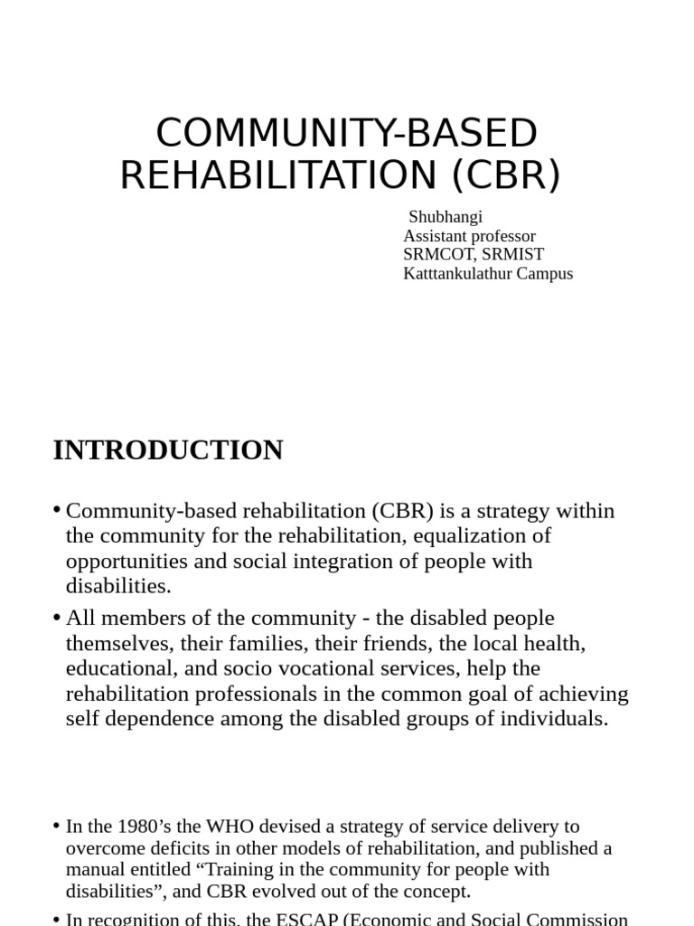 COMMUNITY-BASED REHABILITATION (CBR) Ibr Removed | PDF | Disability ...