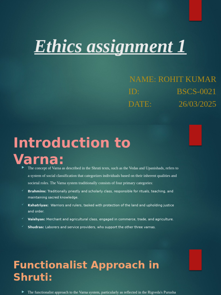 Ethics Assignment 1 | PDF | Upanishads | Brahman