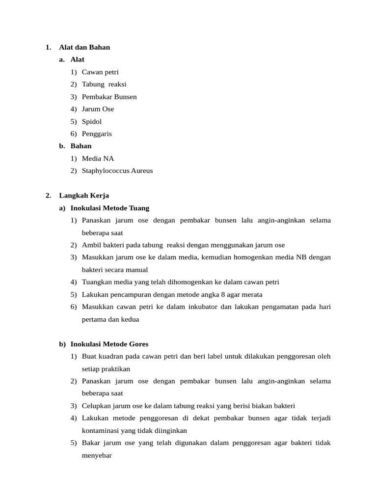 Alat Bahan, Langkah Kerja, Hasil Pengamatan Inokulasi Isolasi | PDF