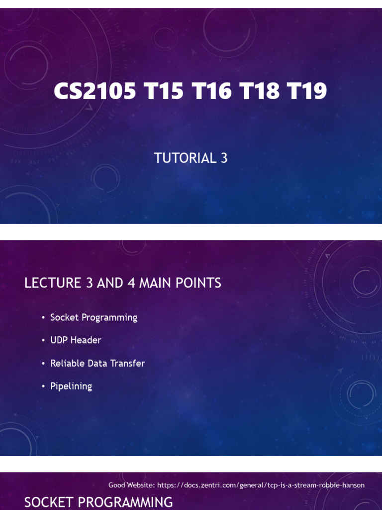 CS2105 Tutorial 3 Slides PRINT | PDF | Port (Computer Networking) | Network Socket