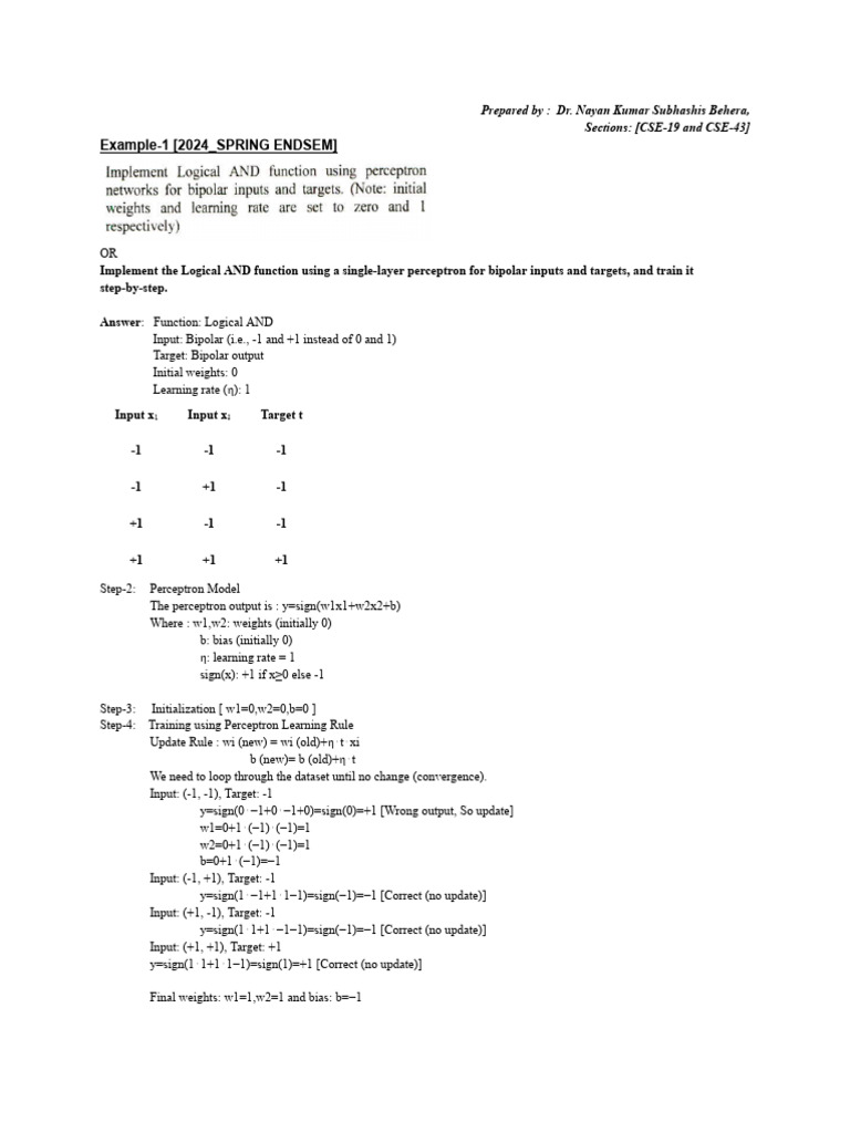 Perceptron (Numericals) SOLVED | PDF | Theoretical Computer Science | Artificial Intelligence