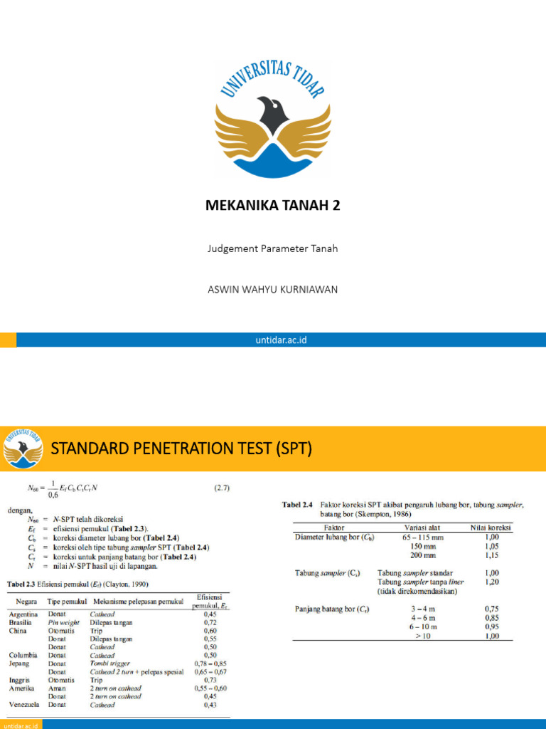Ganjil - Desain Fondasi 2 - Judgement Parameter Tanah | PDF