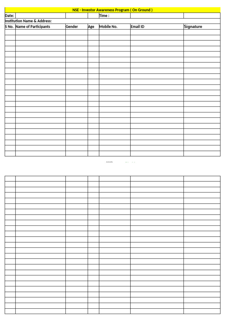 Format For Attendance - Sheet | PDF