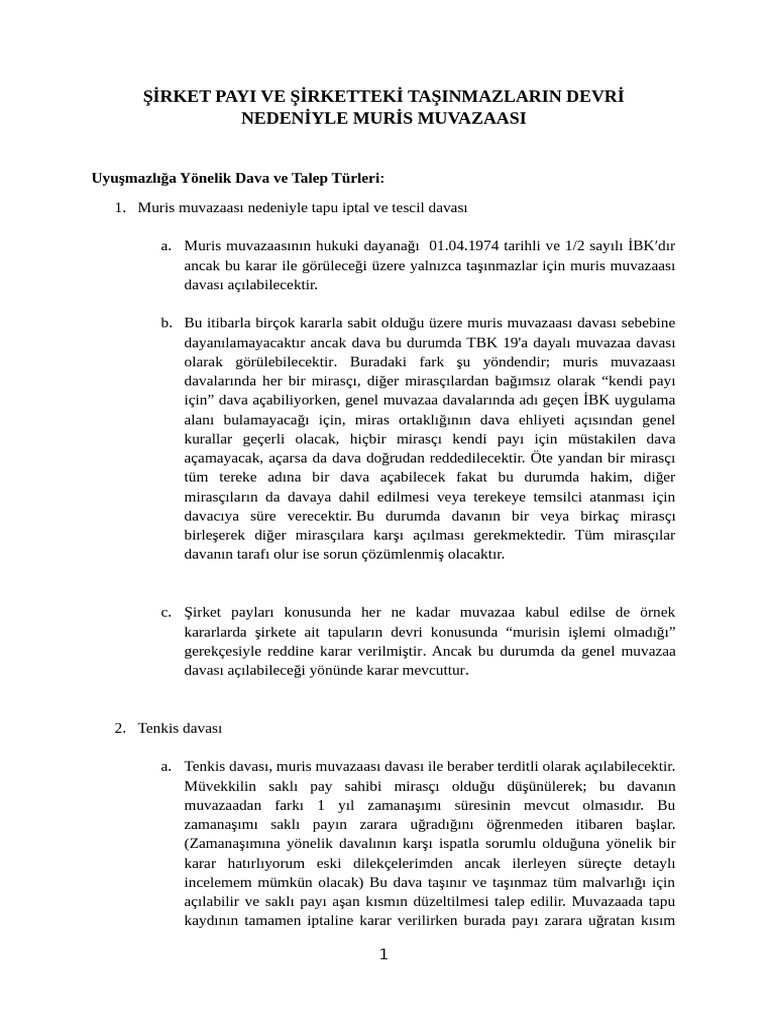 Şirket Pay Devri Muris Muvazaası | PDF