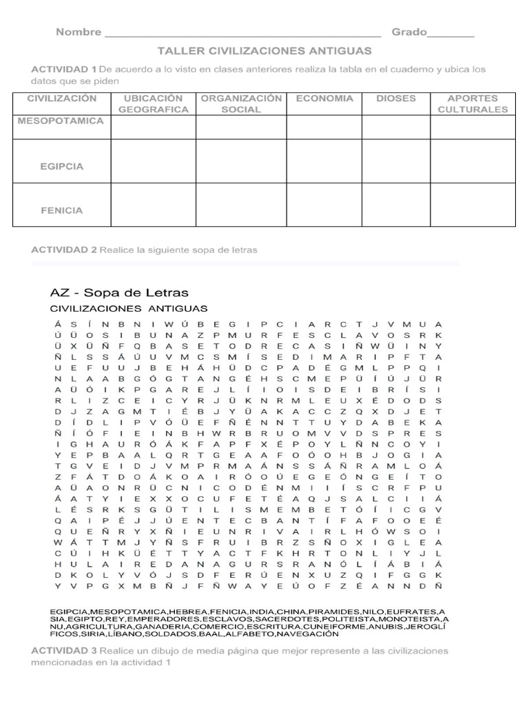 TALLER CIVILIZACIONES ANTIGUAS SEXTO | PDF