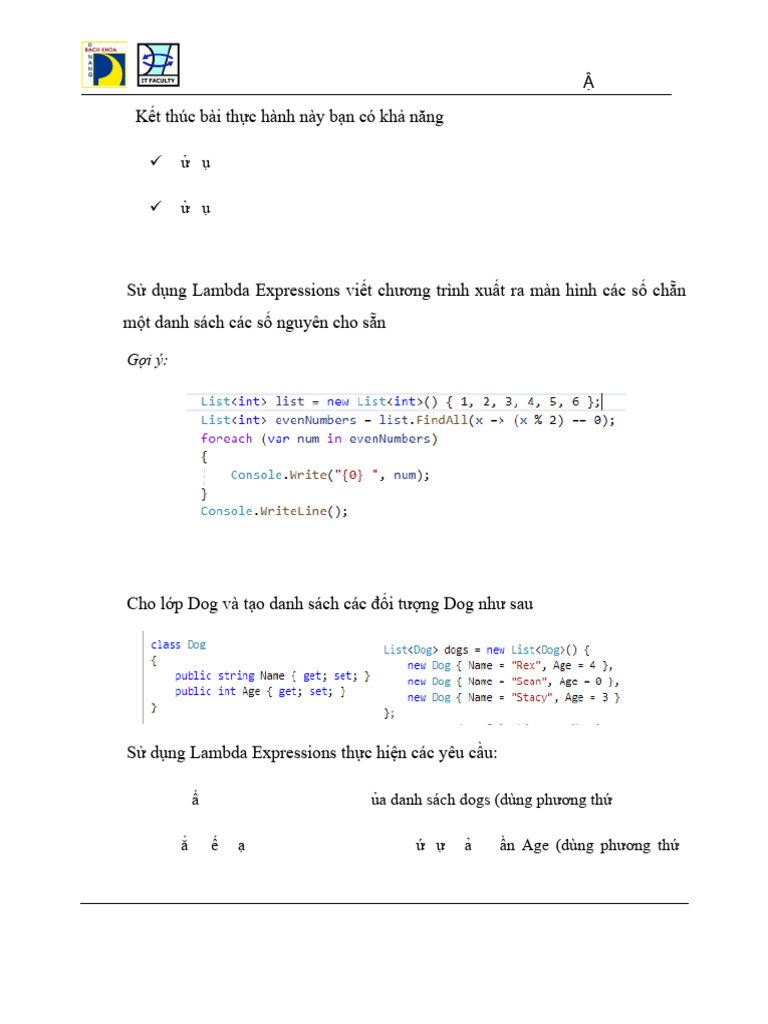 Chap08 - Lambda Expressions and Linq - Lab | PDF