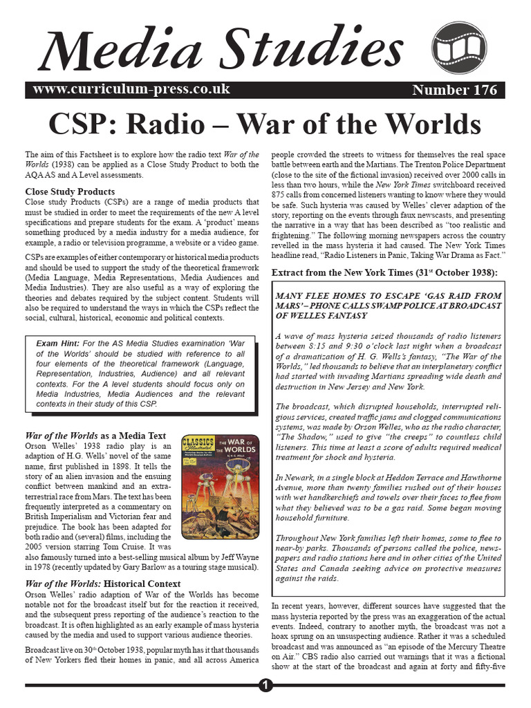 Analyzing War of the Worlds Broadcast | PDF | Broadcasting