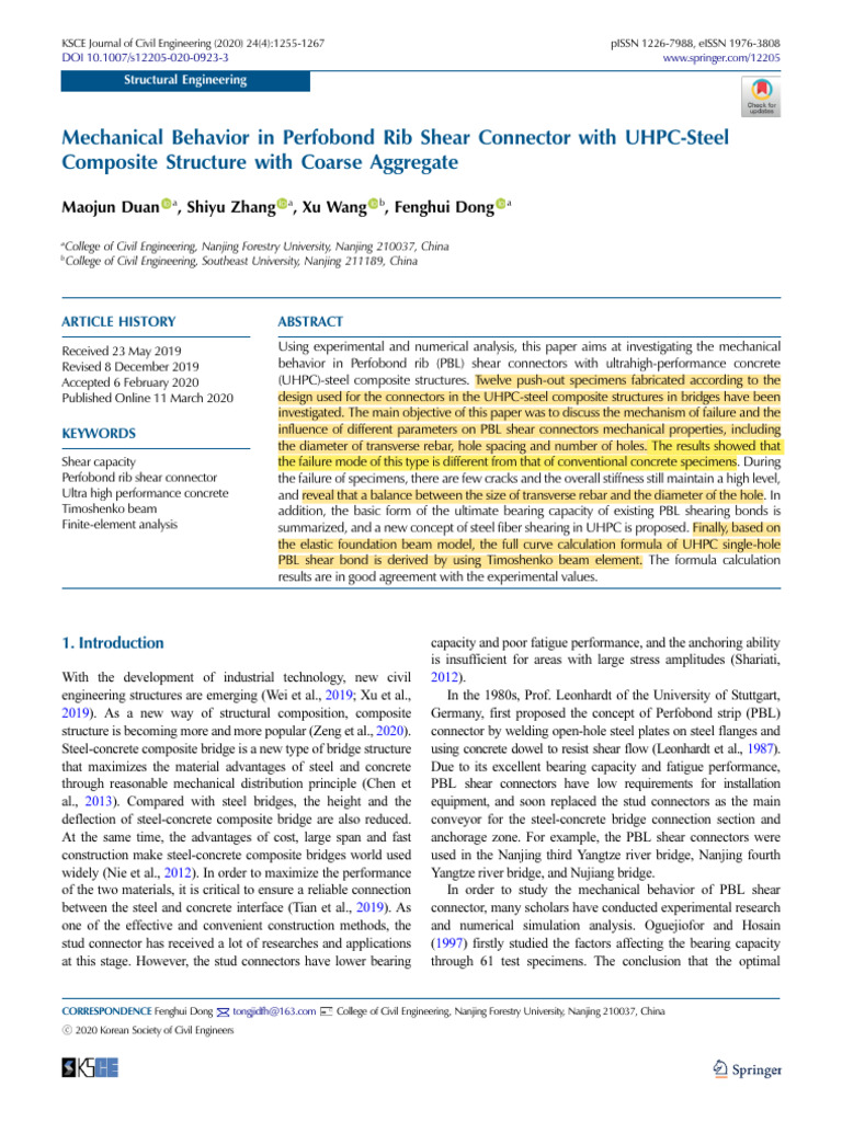 6-Mechanical Behavior in Perfobond Rib Shear Connector With UHPC-Steel ...