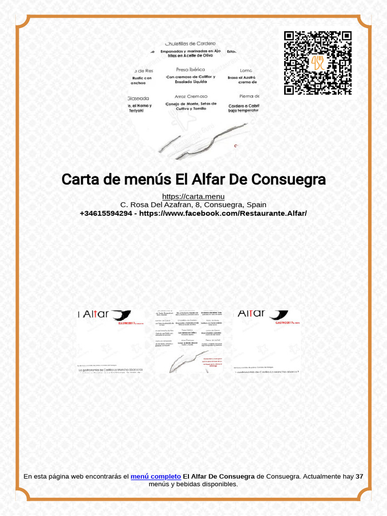 El Alfar de Consuegra Consuegra Carta | PDF