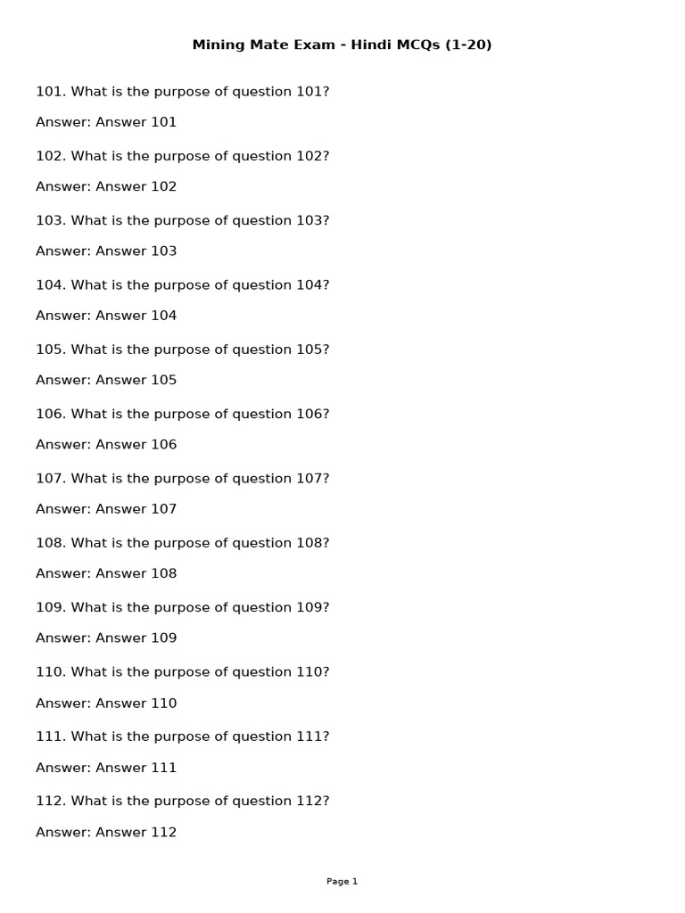Mining Mate MCQs English 101 200 | PDF