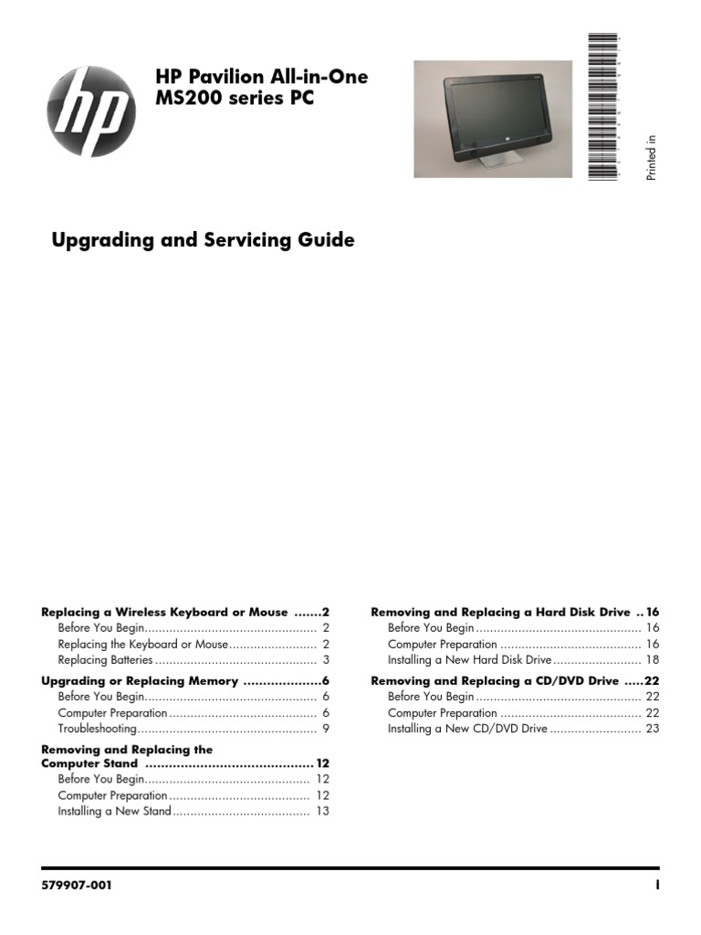 HP Ms200 Repair Guide | PDF | Desktop Computer | Battery (Electricity)