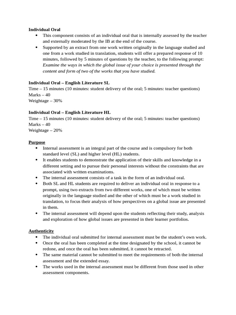 IB Individual Oral Assessment Guide | PDF | Society | Rights