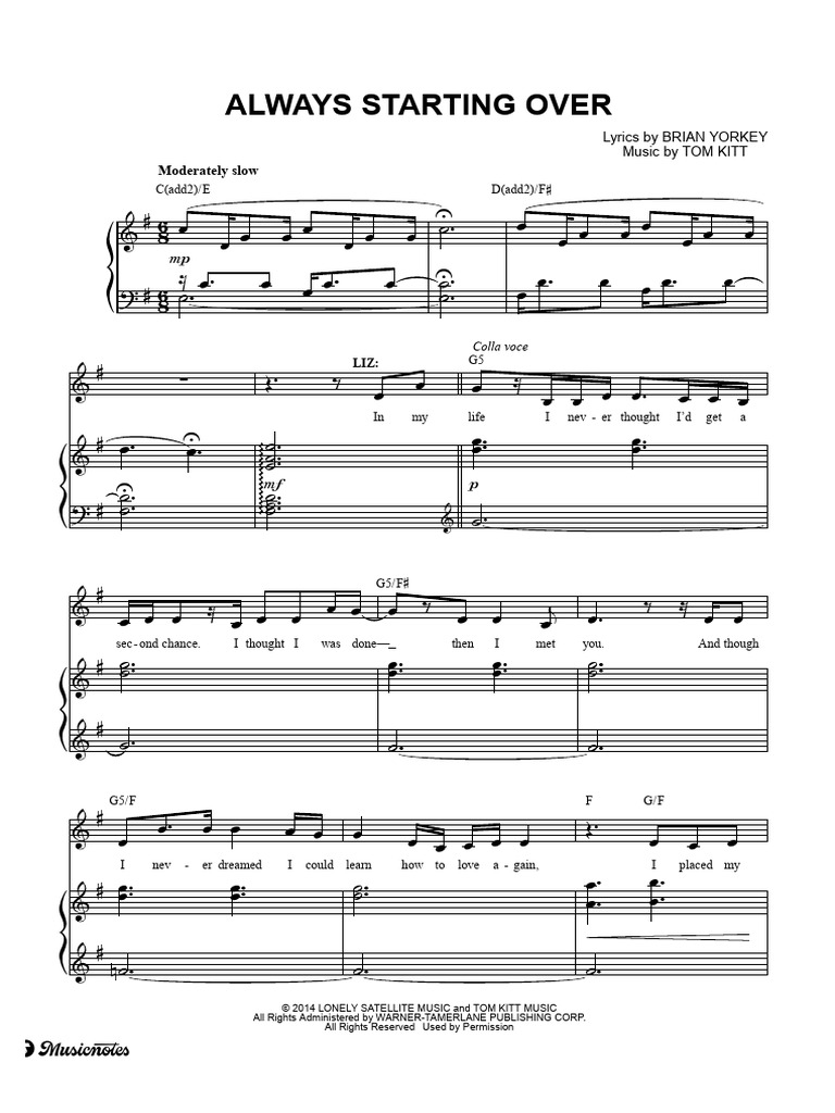 Always Starting Over Sheet Music | PDF