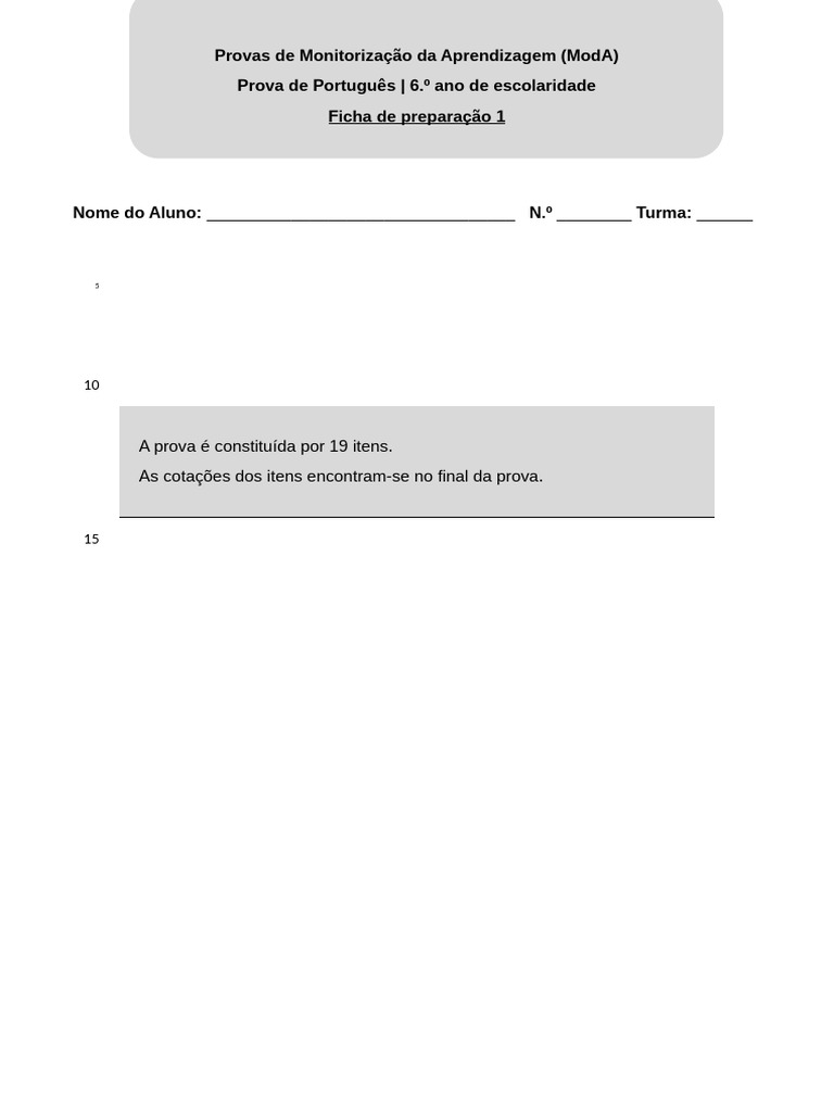 Provas de Português 6.º Ano ModA | PDF | Arecaceae | Portugal