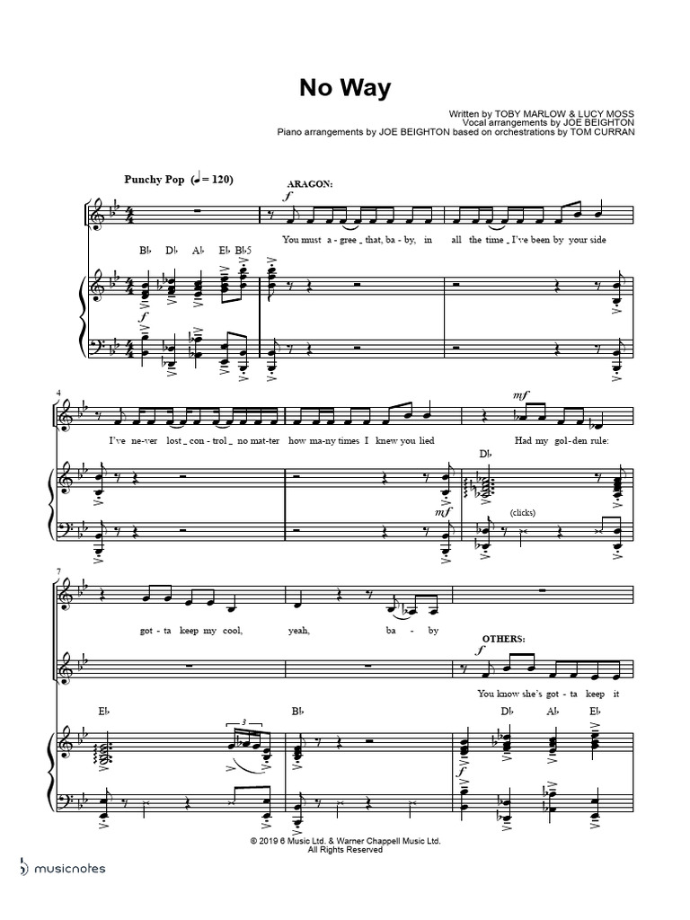 No Way - Six - Sheet Music | PDF | Broadway Theatre | Tony Award Winners