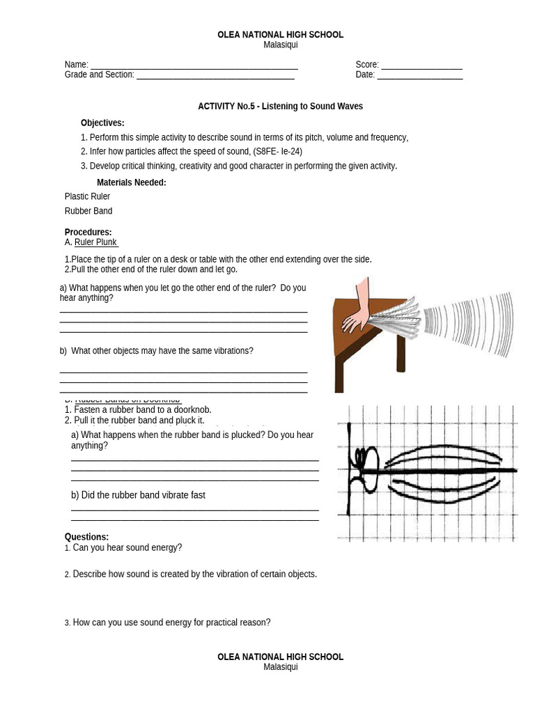 Science Activity On Sound and Light | PDF | Light | Color