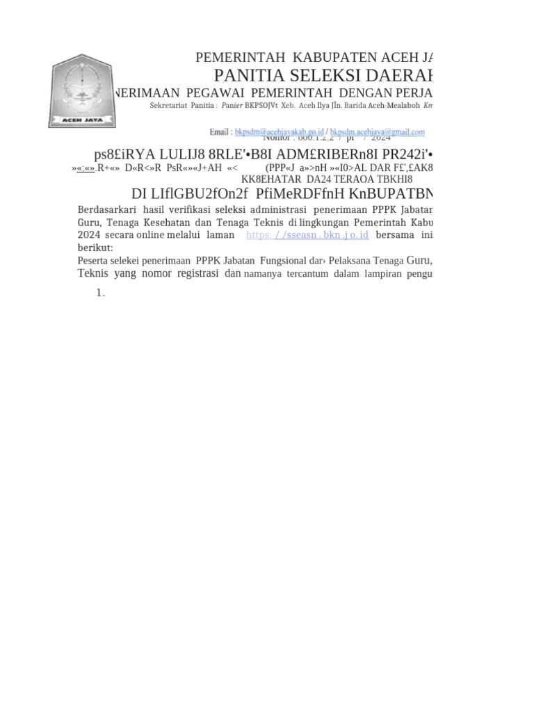 2. PENGUMUMAN LULUS SELEKSI ADMINISTRASI PPPPK TAHUN 2024 | PDF