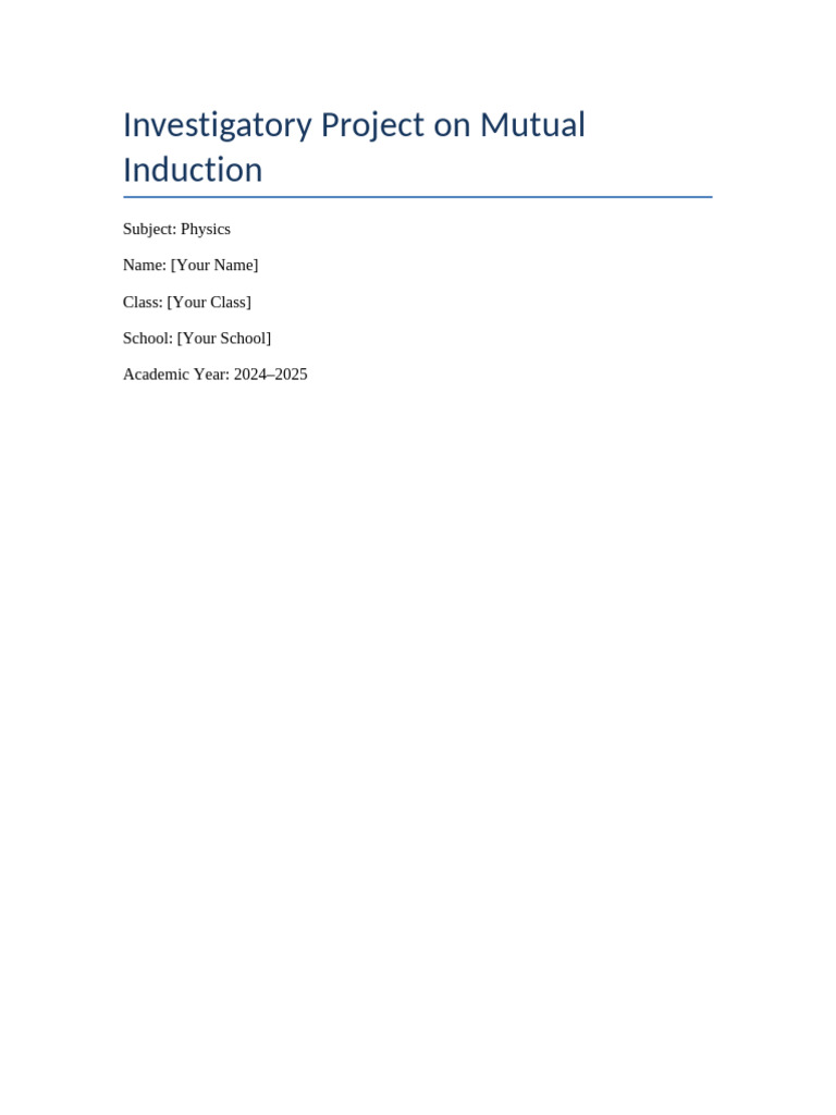 Mutual Induction Project Updated | PDF | Electromagnetic Induction ...