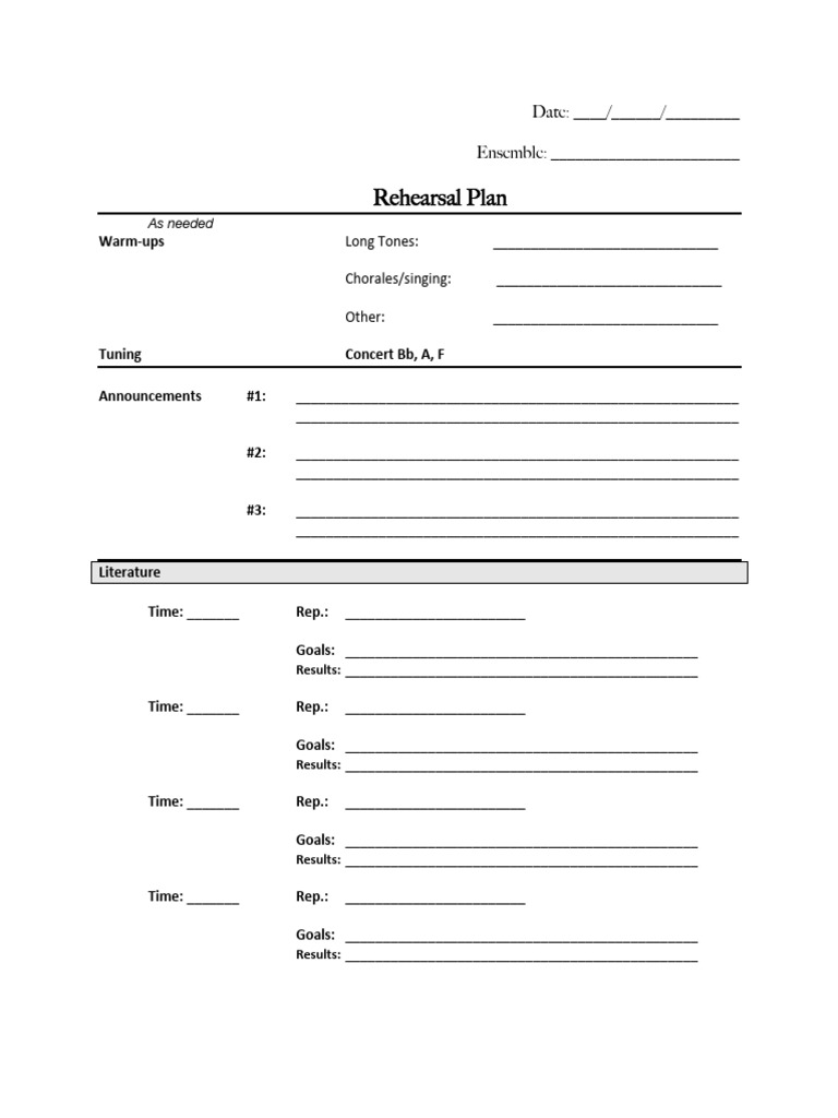 Wind Band Rehearsal Plan | PDF