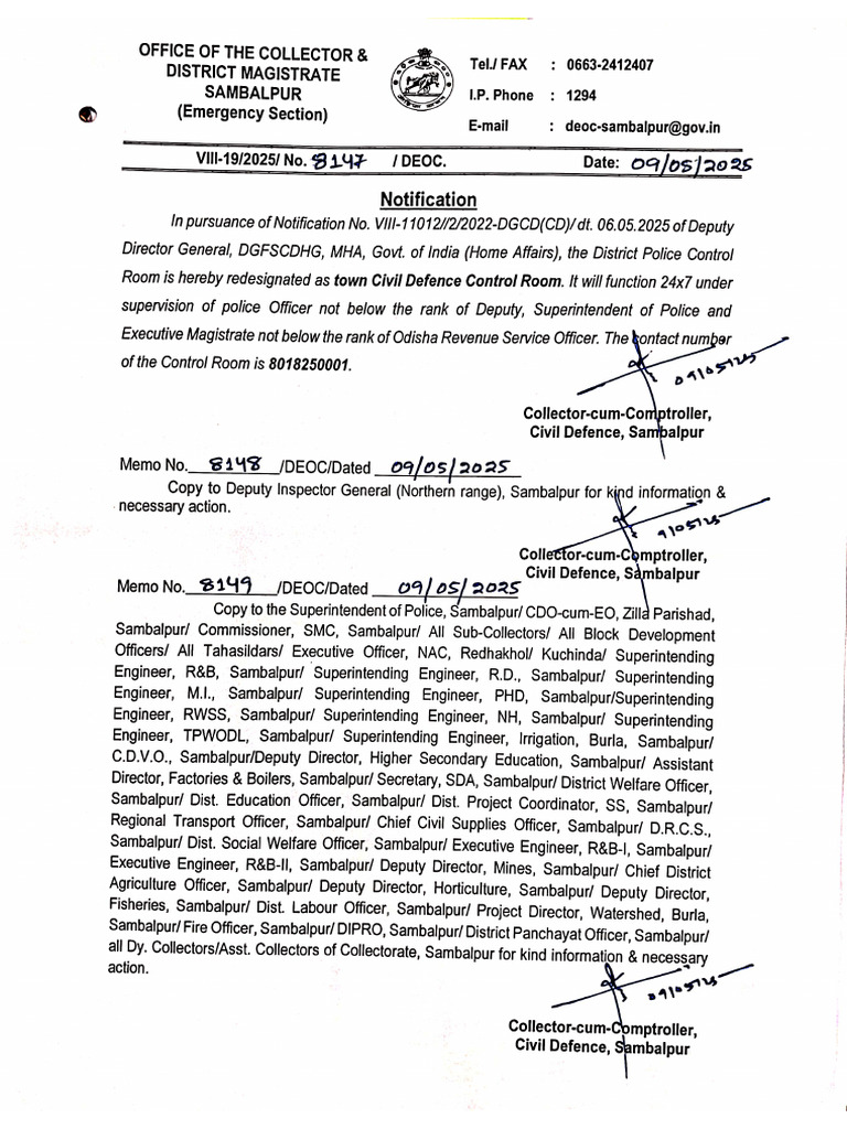 8147_Notification of Town Civil Defence Control Room | PDF