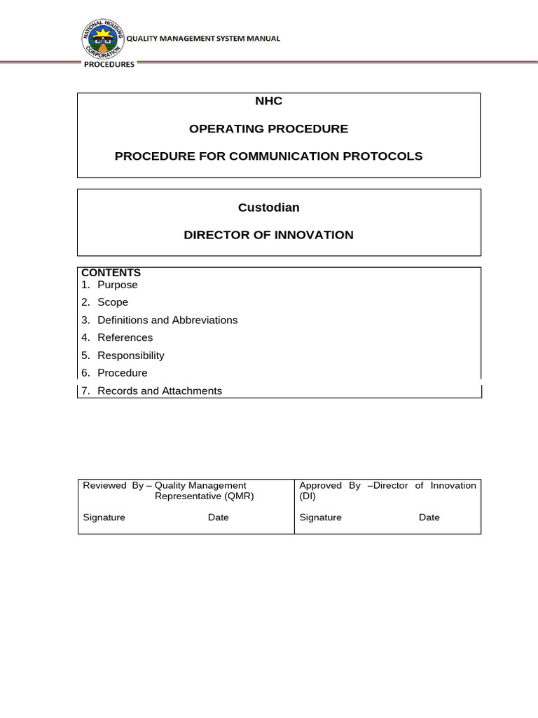 NHC Communication Protocols Procedure | PDF | Computing