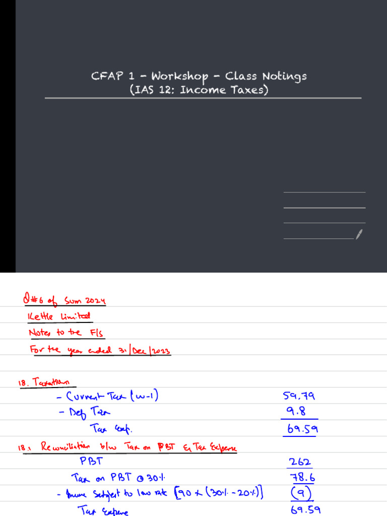CFAP 1 - Workshop - Class Notings (IAS 12 - Income Taxes) | PDF | Money ...