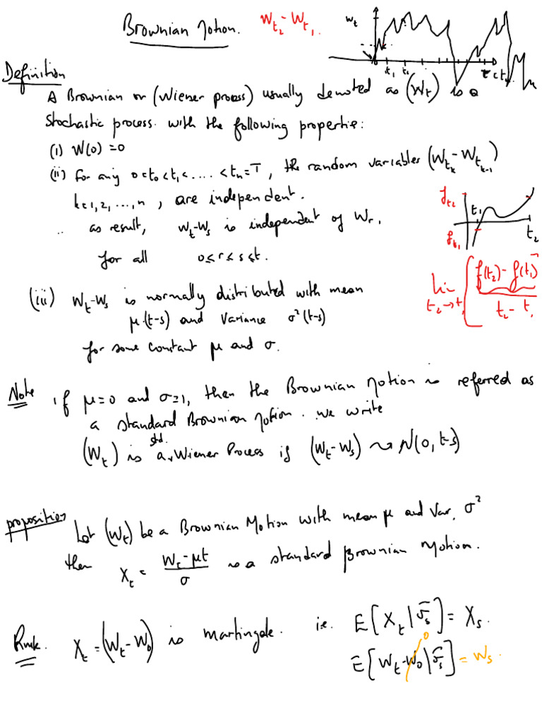Brownian Motion & Intro To Stochastic Integral 2025 | PDF