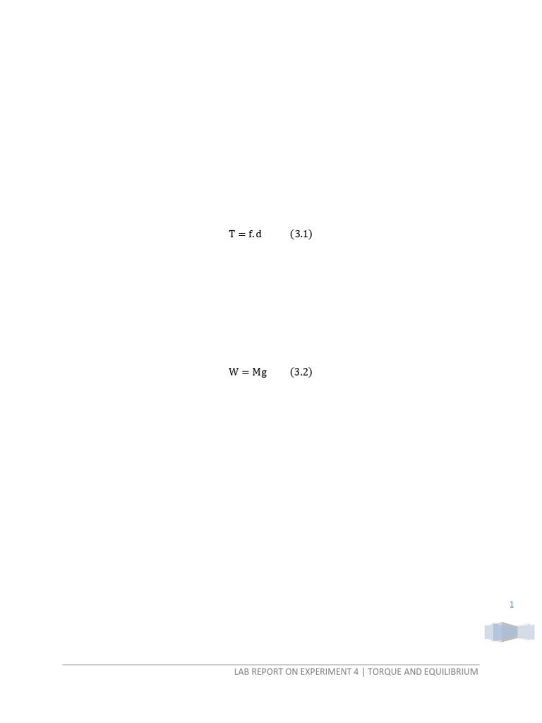 Experiment 4 - Torque and Equilibrium | PDF | Force | Weight