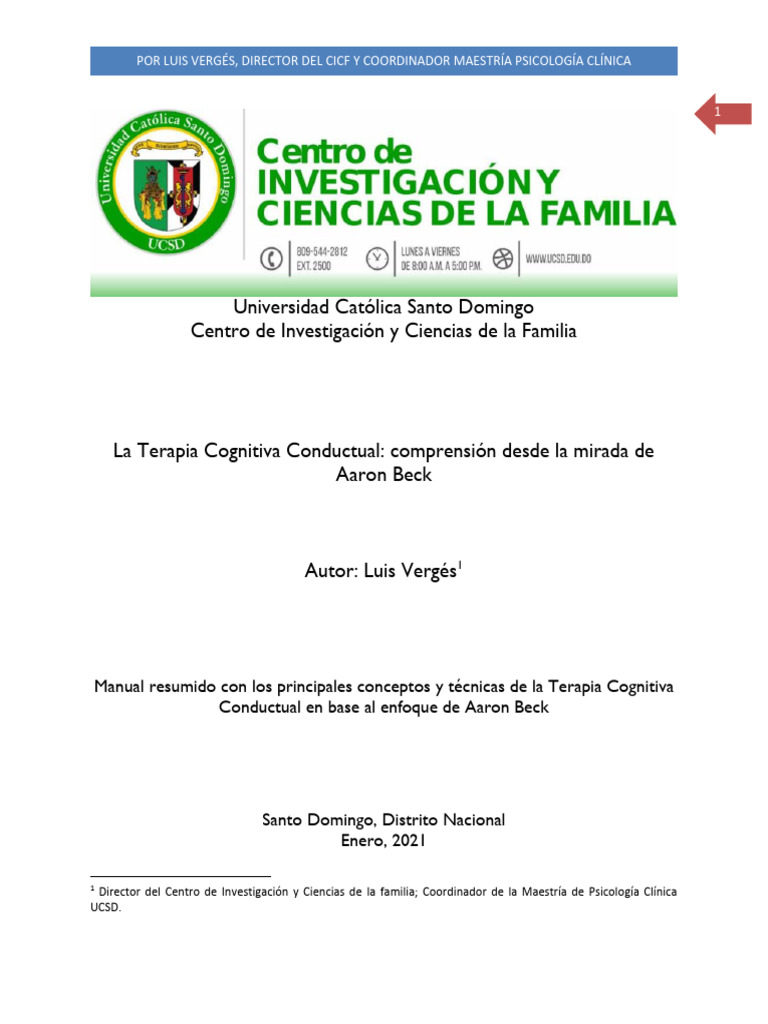 Terapia Cognitiva Conductual PDF - Luis Verges | PDF | Pensamiento ...