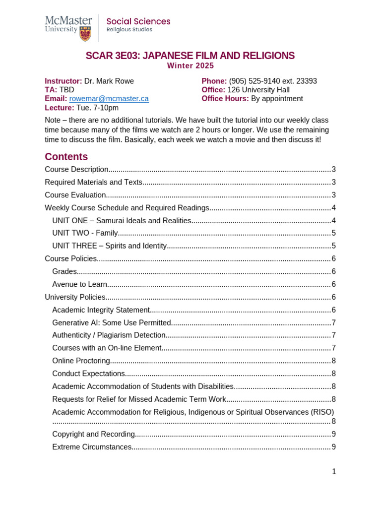 Japanese Film and Religions Course Guide | PDF | Plagiarism | Turnitin