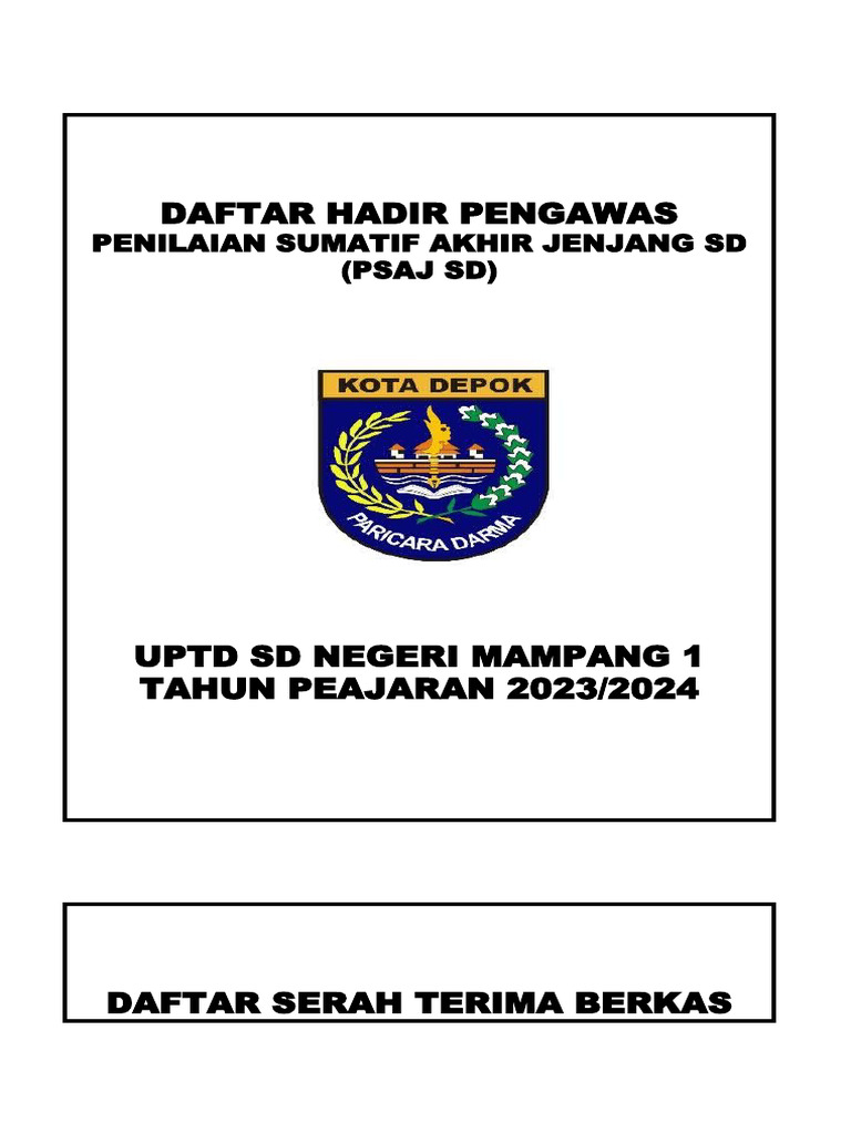 Cover Daftar Hadir Peserta, Pengawas, Berita Acara | PDF