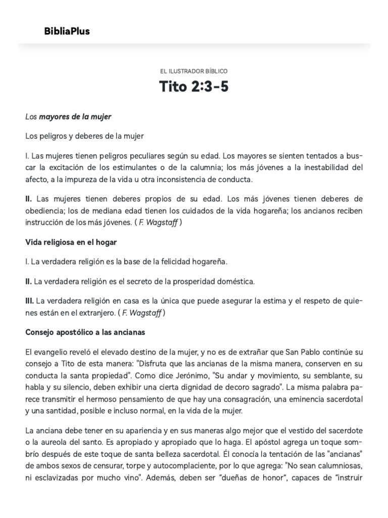 Tito 2 - 3-5 - El Ilustrador Bíblico | PDF | Amor | Jesús