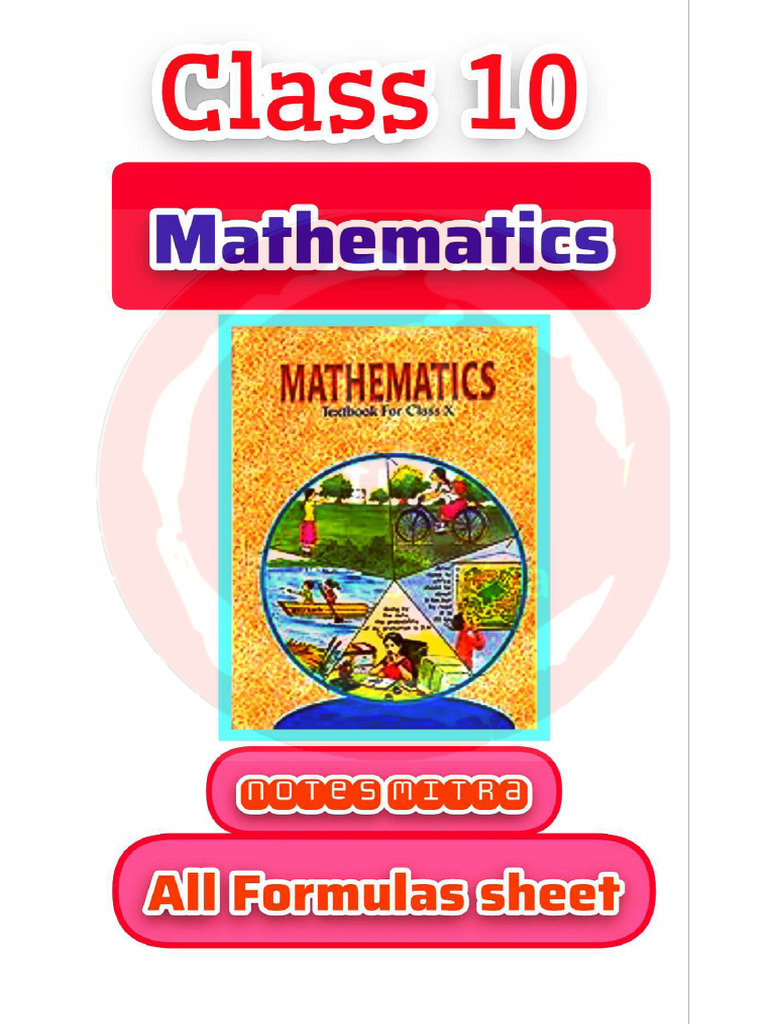 Class 10 Maths Formulas Sheets | PDF