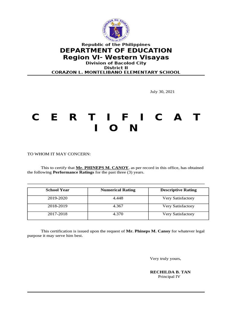 Certification of Performance Rating | PDF