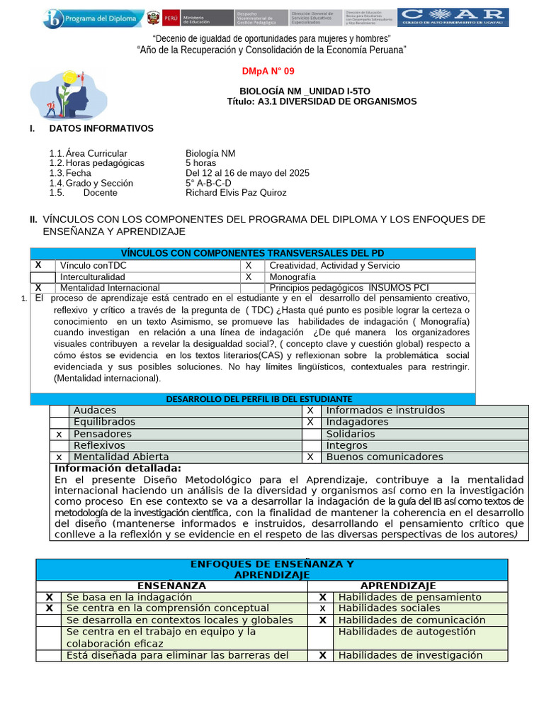 DMpA - 09 - 5TO-A3.1 - DIVERSIDAD Y ORGANISMOS | PDF | Genoma | Gene