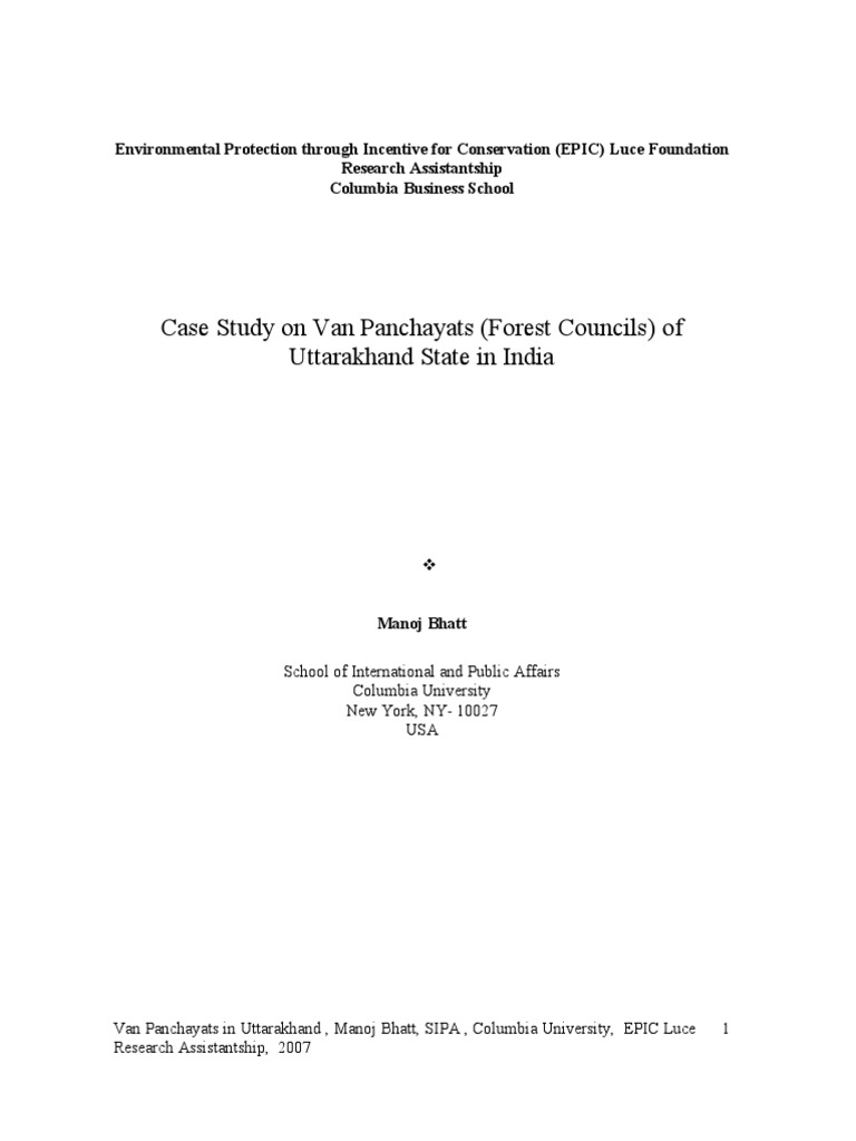 Case Study - Forest Councils of Uttarakhand Manoj Bhatt | PDF | Himalayas | Forests