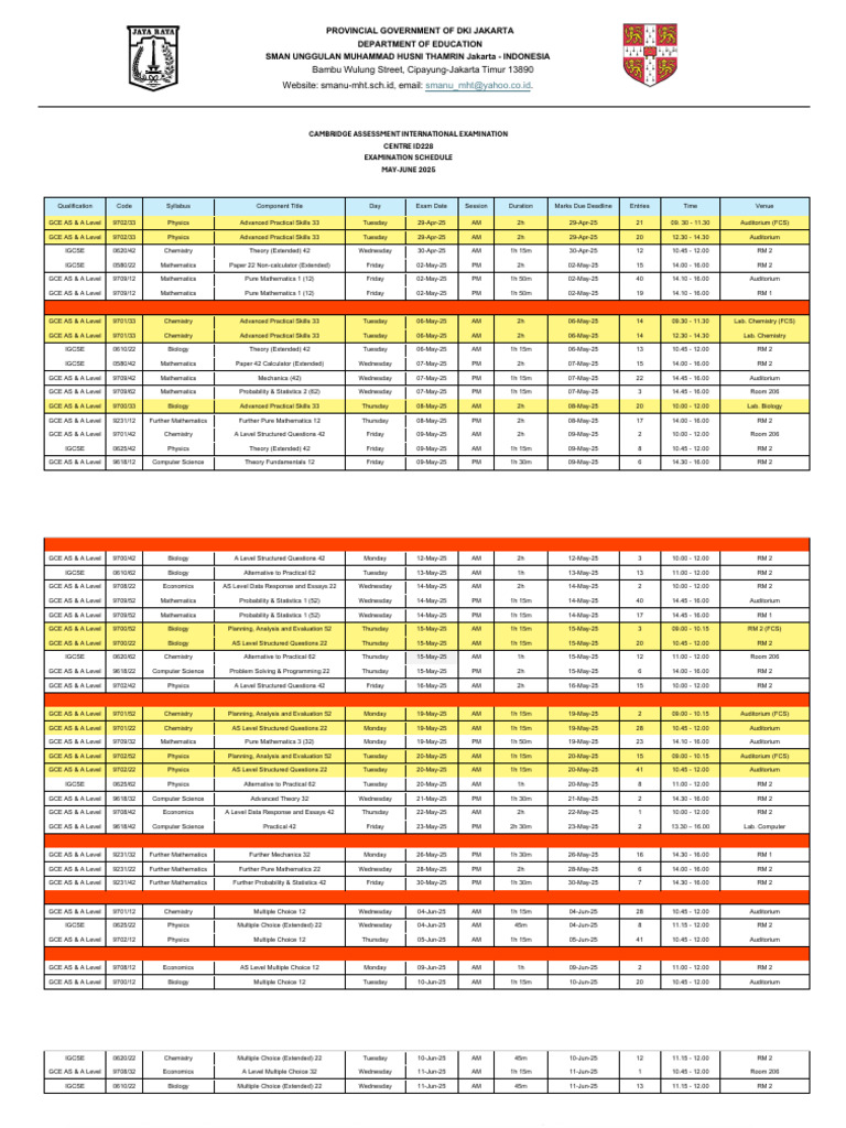 Caie Exam Schedule May-June 2025 | PDF | Mathematics | Computer Science