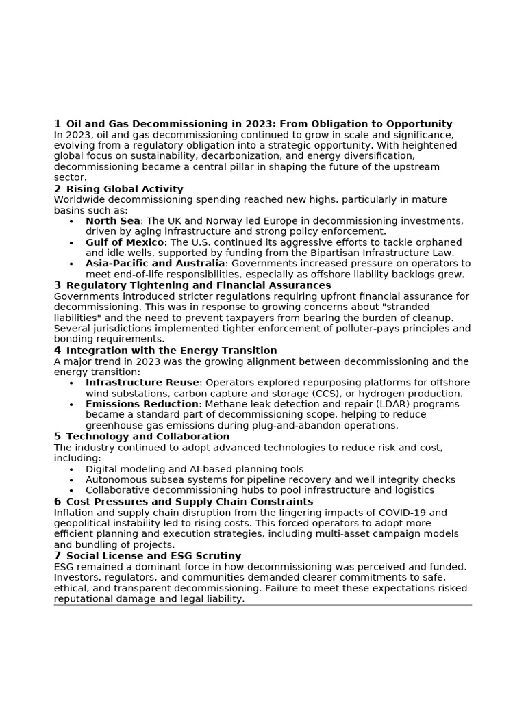 2023 Oil and Gas Decommissioning Trends | PDF | Infrastructure | Fossil ...