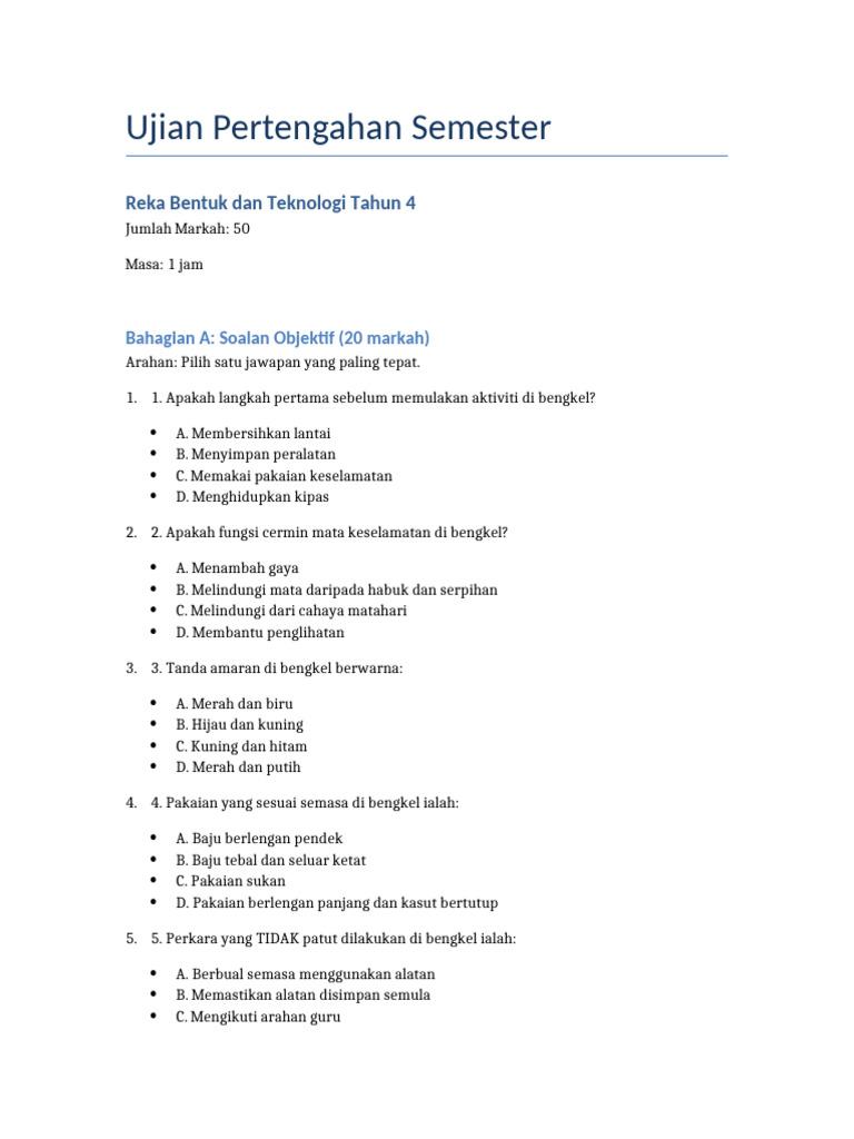 Ujian RBT Tahun 4 | PDF