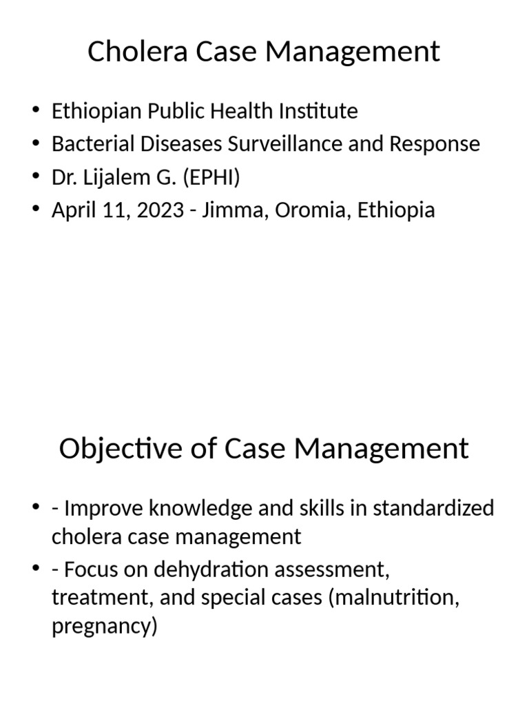 Cholera Case Management Summary | PDF