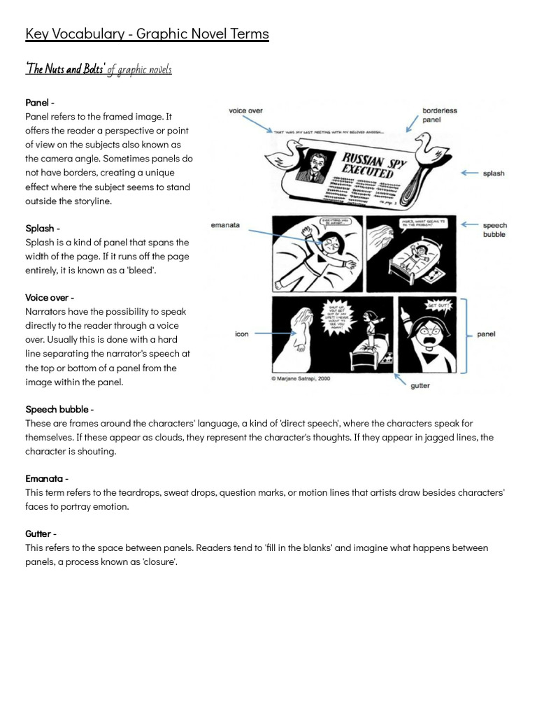 Key Vocabulary - Graphic Novel Terms | PDF | Narration