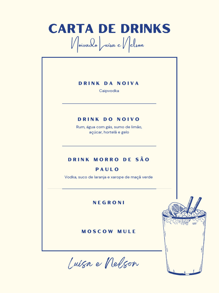 Drinks do Noivado de Luísa e Nelson | PDF