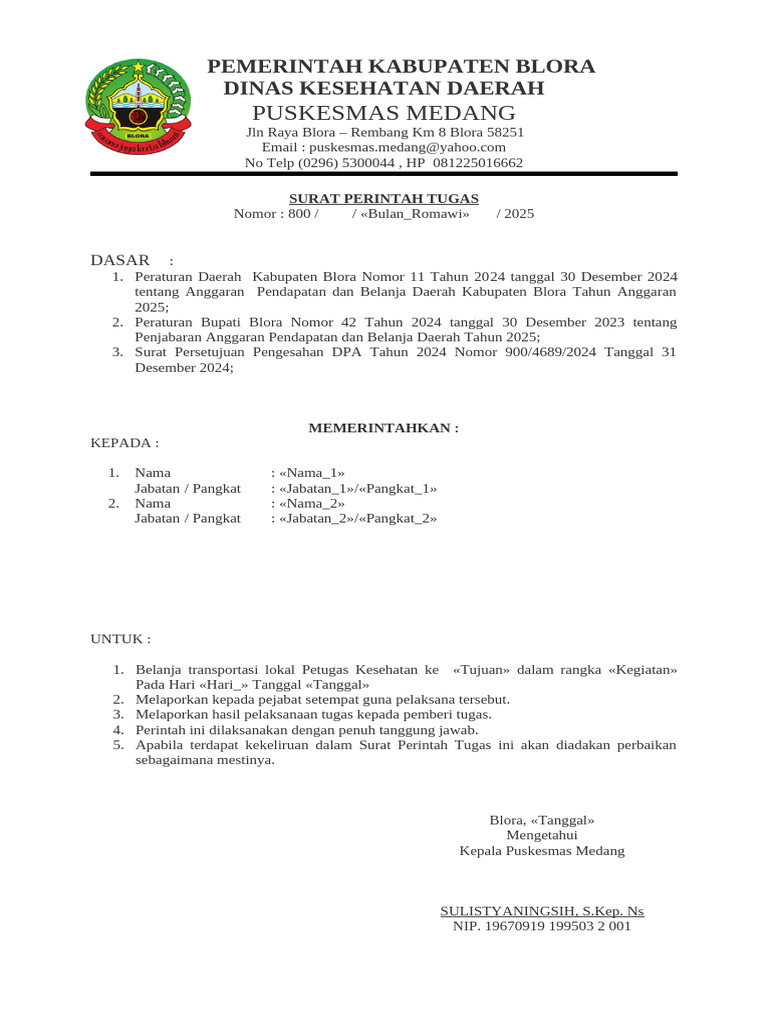 Master Surat Tugas 2025 2 Orang | PDF