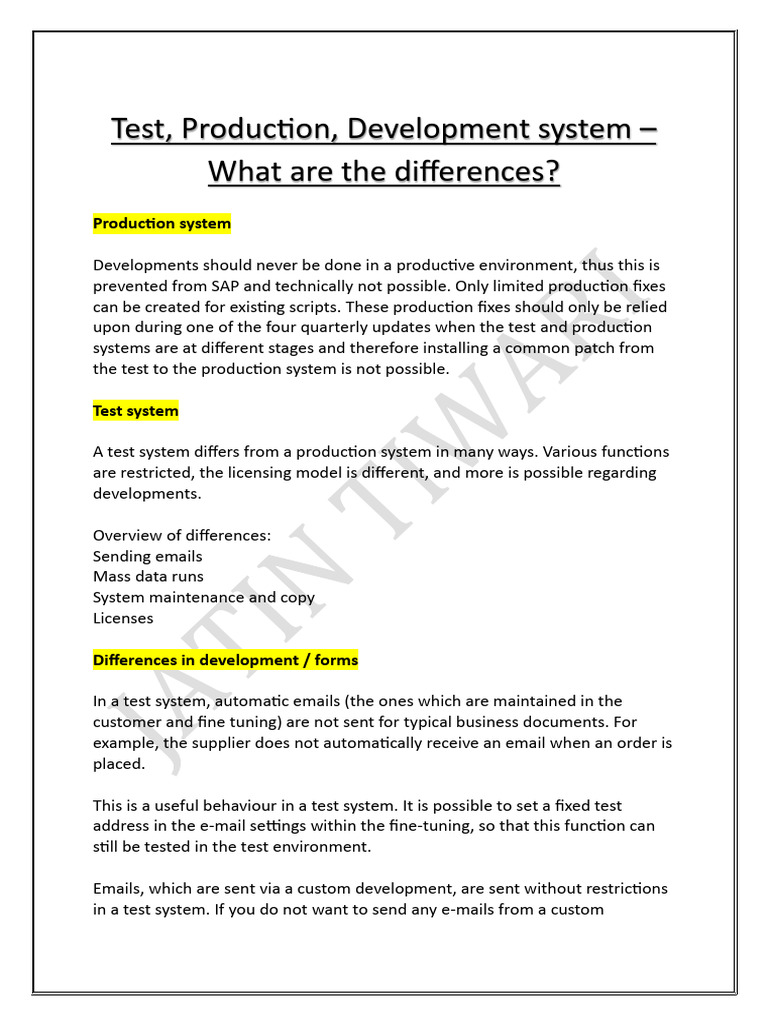 Test, Production, Development System | PDF | Software Development ...
