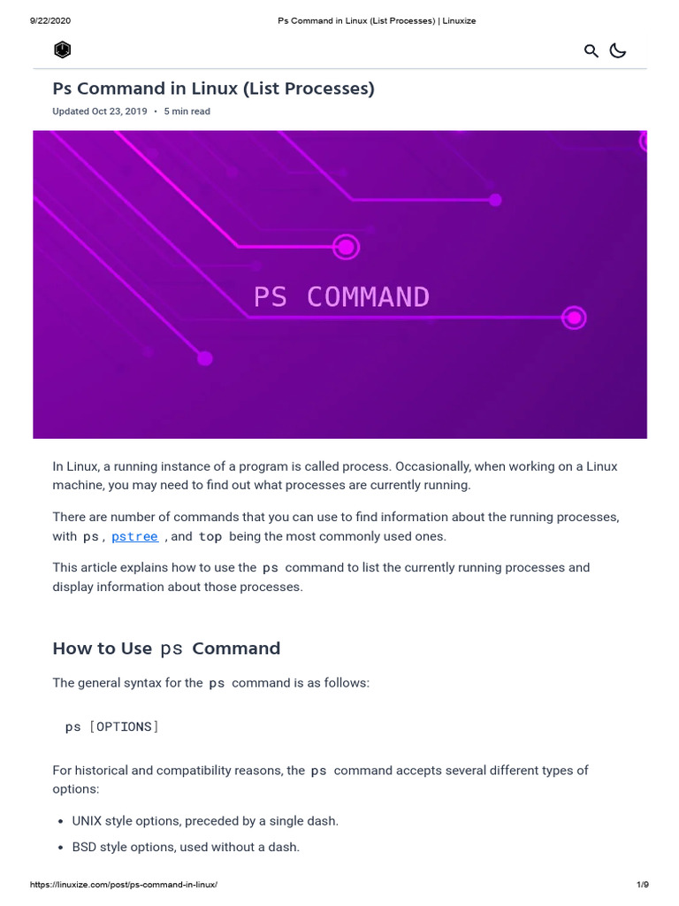 Ps Command in Linux (List Processes) - Linuxize | PDF | Computer Terminal | Software