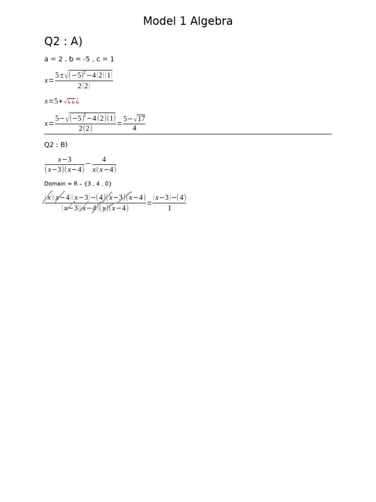 Model 1 Algebra | PDF