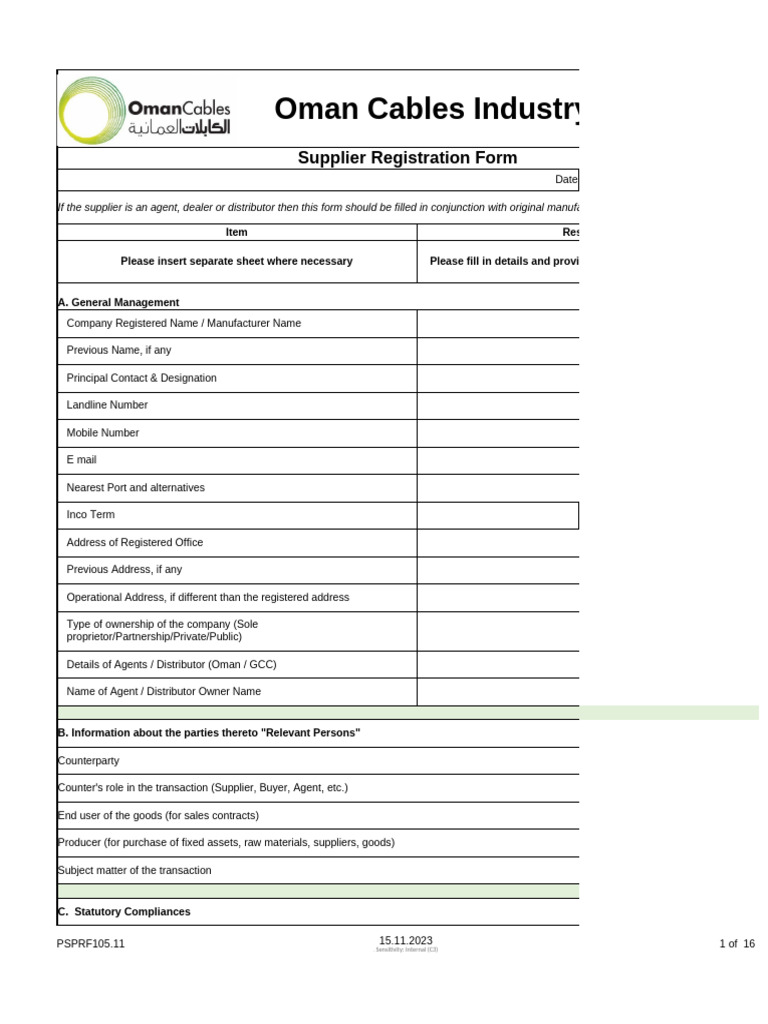 Cable Procurement Supplier Registration | PDF | Corruption | Supply Chain