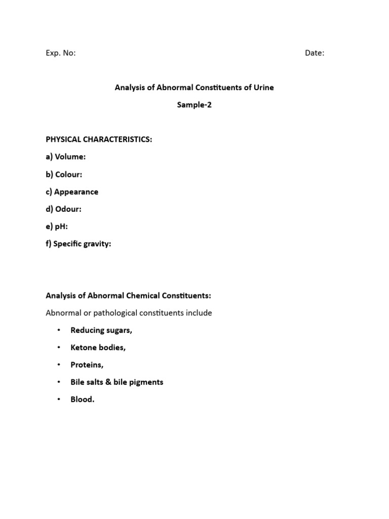 Urine Analysis for Abnormal Constituents | PDF | Precipitation ...