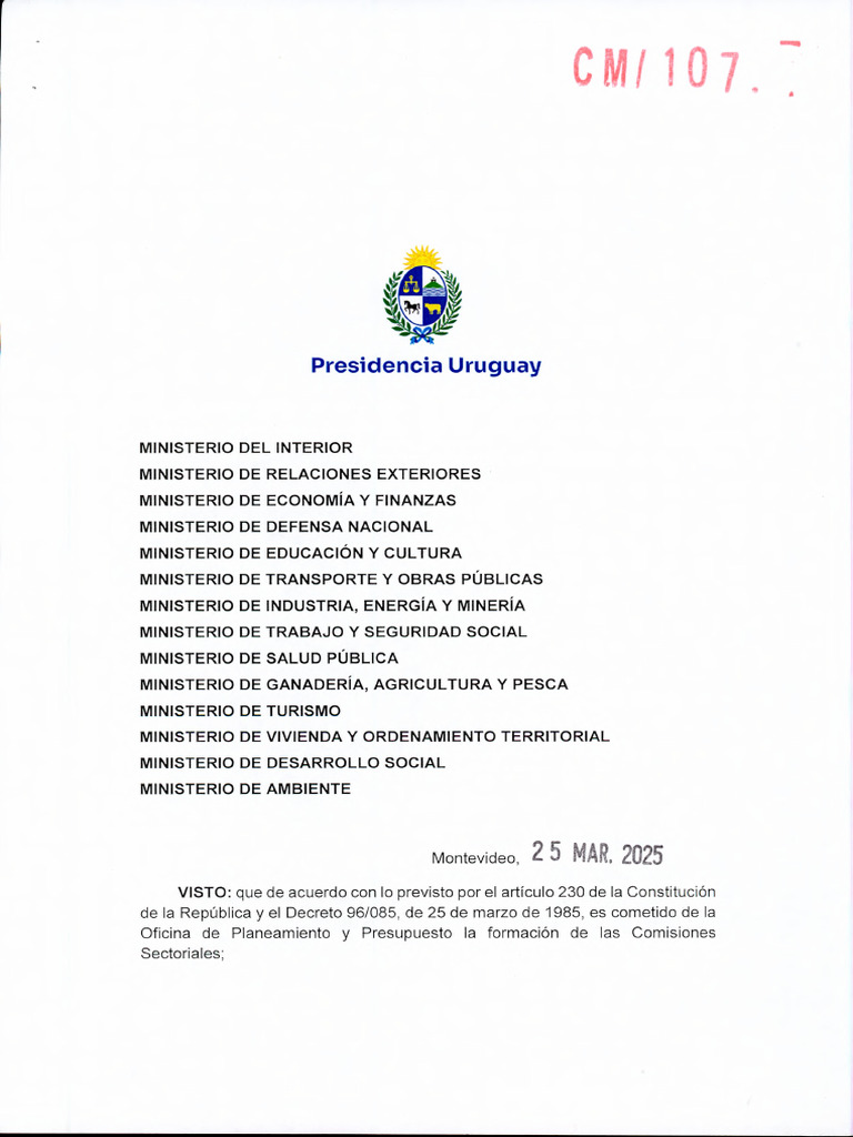 cons_min_107 | PDF | Ministerio (Departamento de Gobierno) | Comisión ...