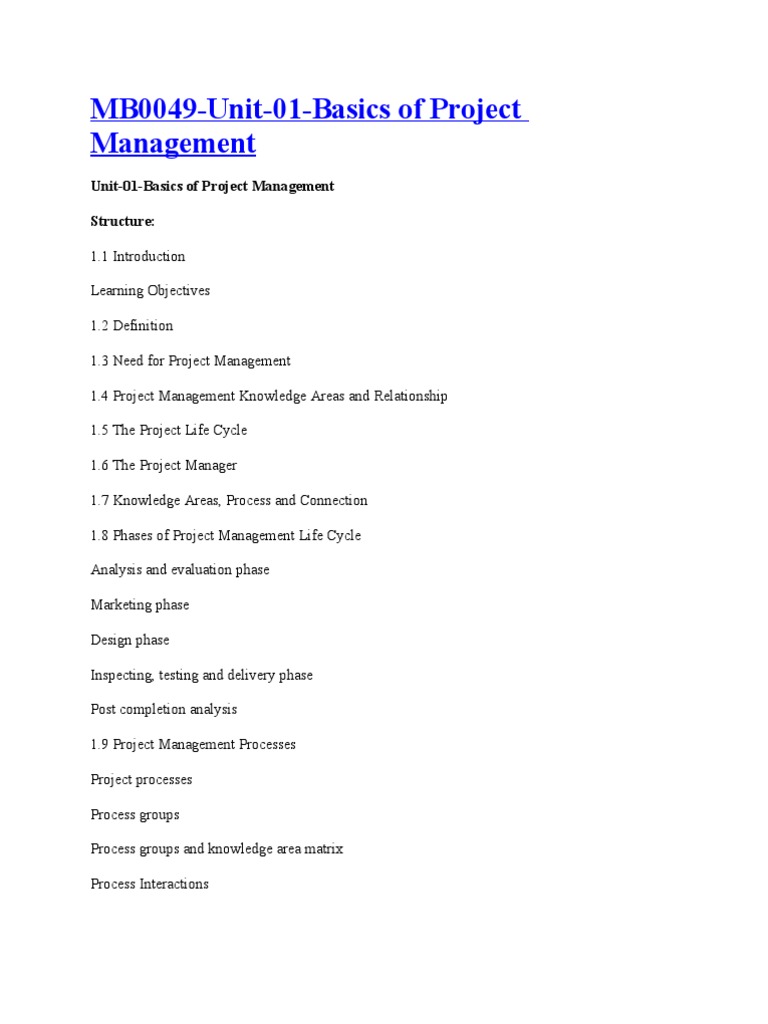 MB0049 Project Management Book | PDF